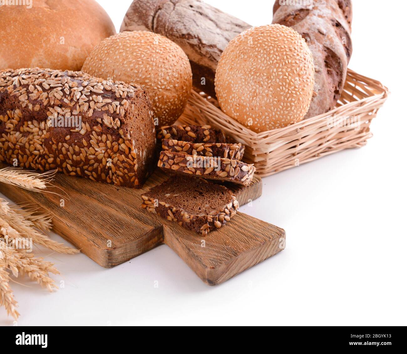 Different bread isolated on white Stock Photo - Alamy