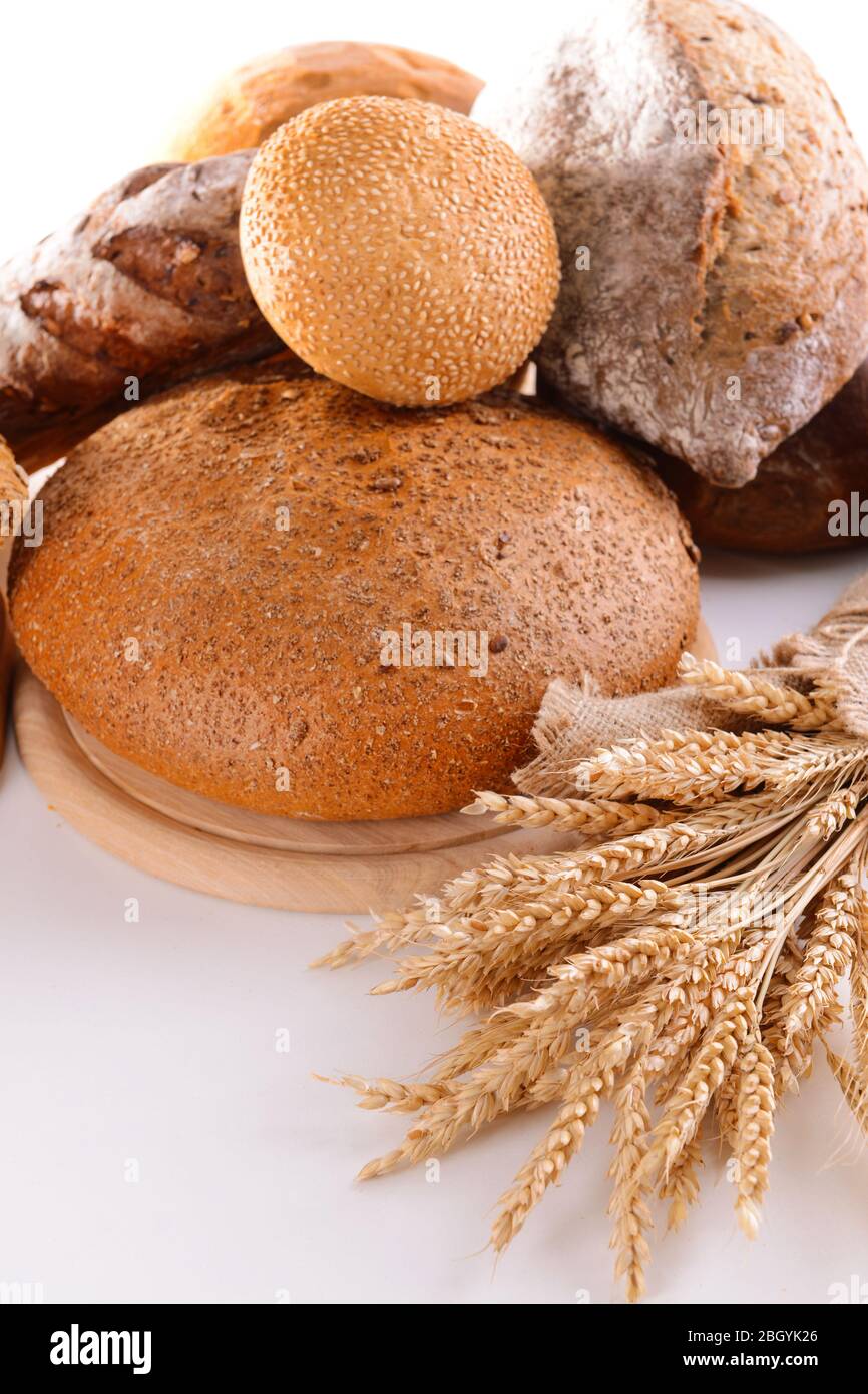 Different bread isolated on white Stock Photo - Alamy
