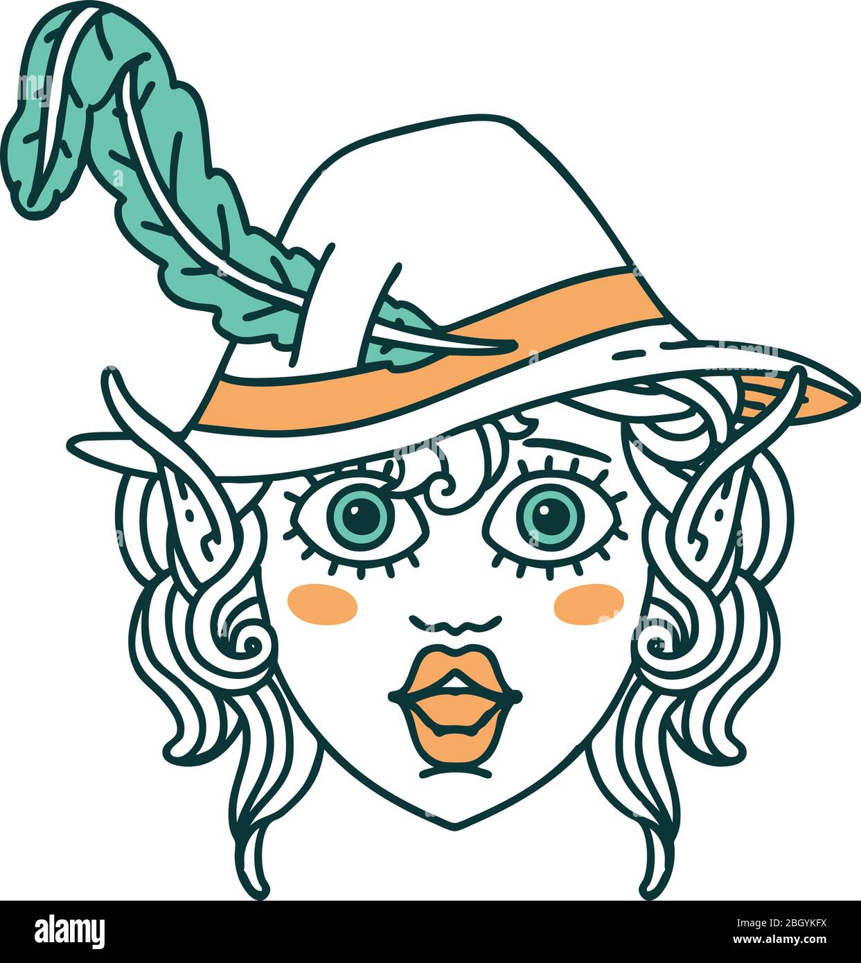 Retro Tattoo Style elf bard character face Stock Vector Image & Art - Alamy