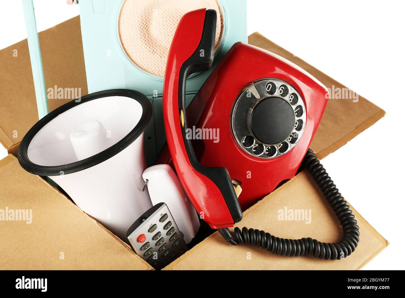 Box of unwanted stuff close up Stock Photo - Alamy