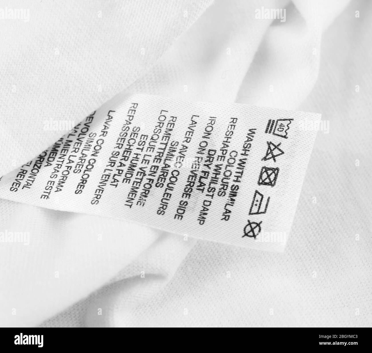 Label on clothing close-up Stock Photo - Alamy