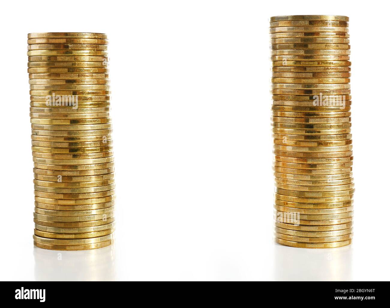 Pile of coins isolated on white Stock Photo - Alamy