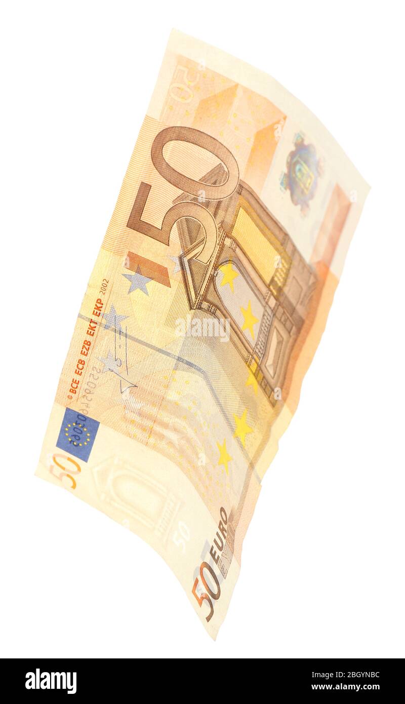 Euro banknote isolated on white Stock Photo - Alamy