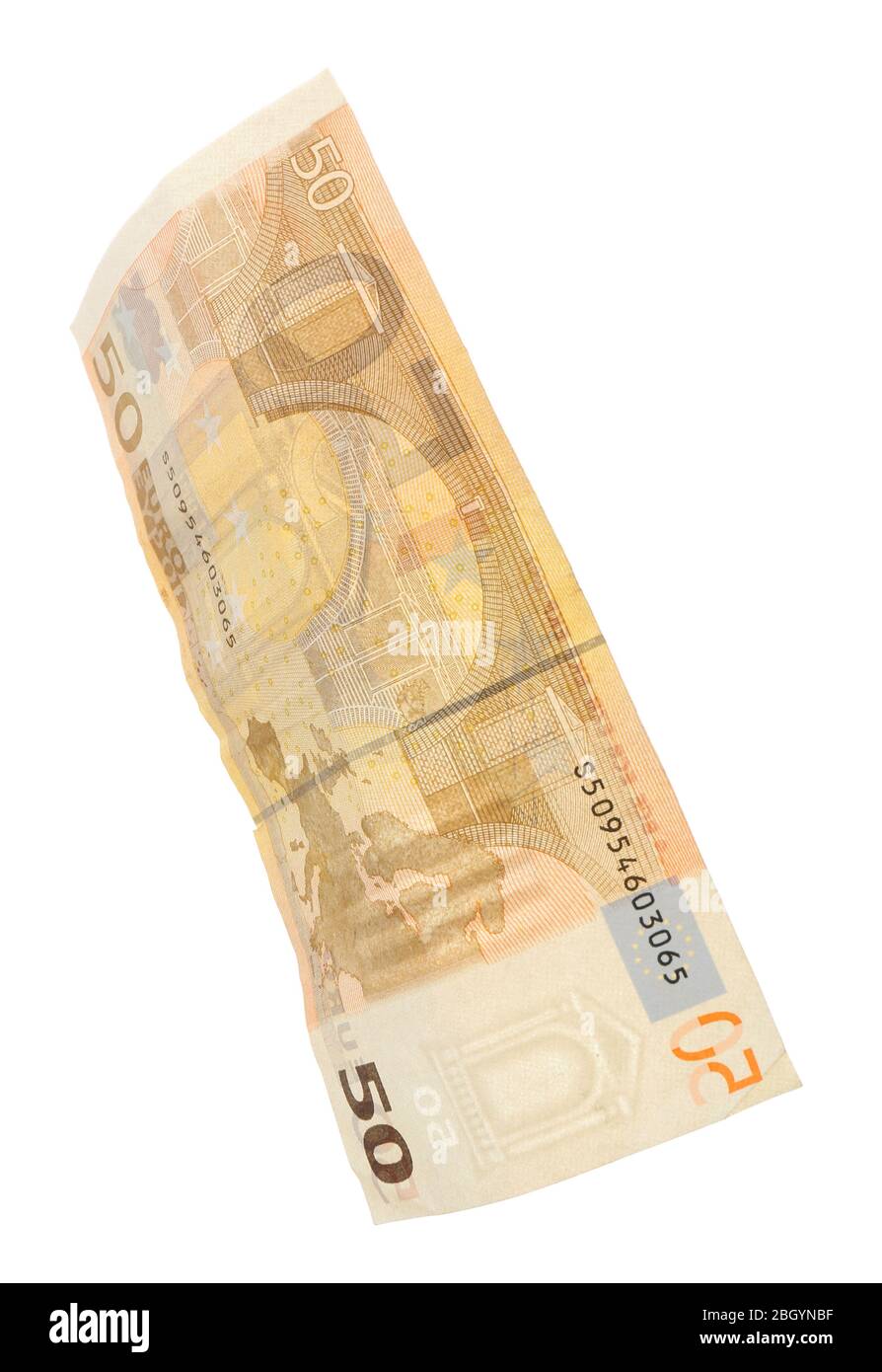Euro banknote isolated on white Stock Photo - Alamy