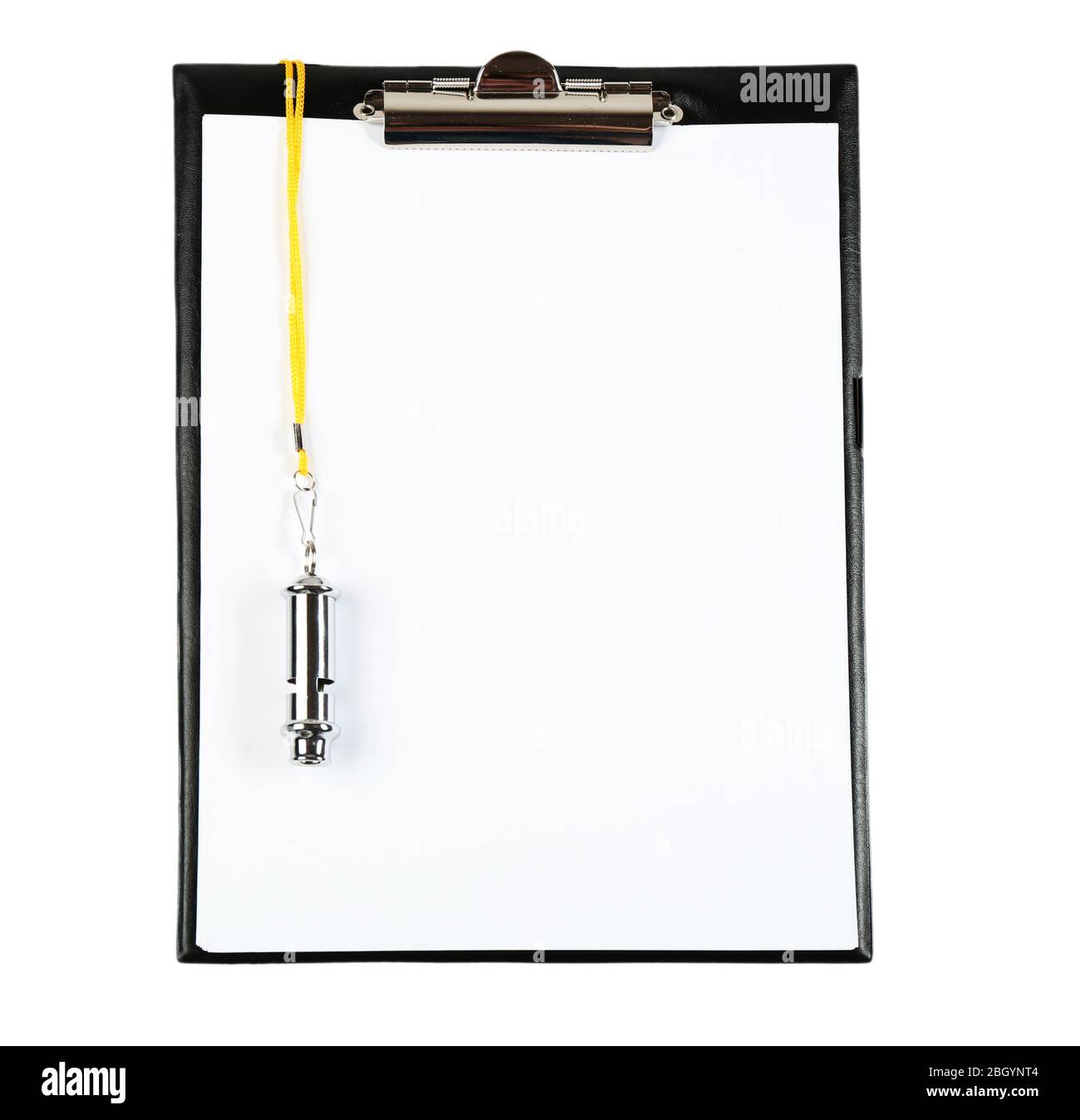 Clipboard with whistle isolated on white Stock Photo - Alamy