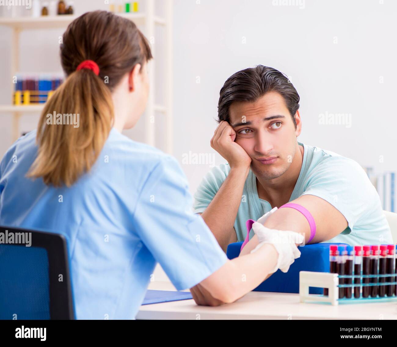 The young patient during blood test sampling procedure Stock Photo - Alamy