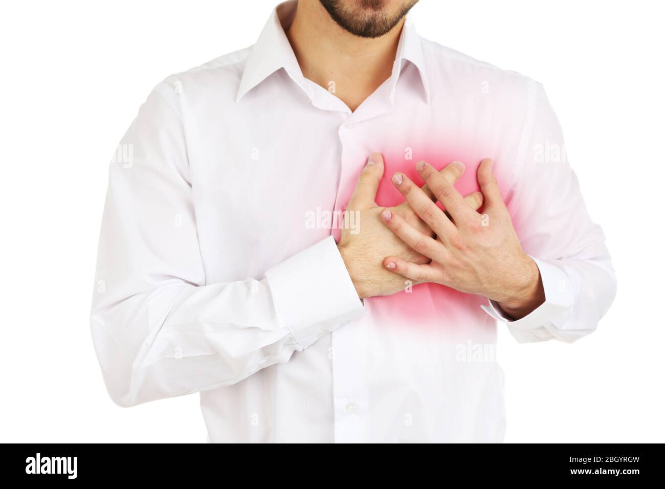 Man having chest pain - heart attack Stock Photo - Alamy