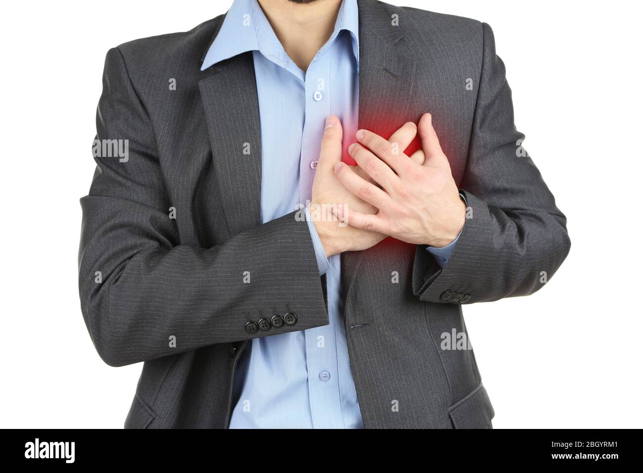 Man having chest pain - heart attack Stock Photo - Alamy