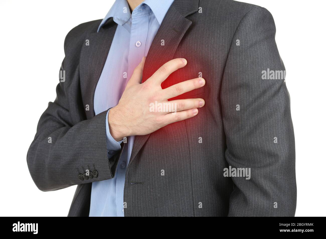 Man chest pain heart attack blue shirt hi-res stock photography and ...