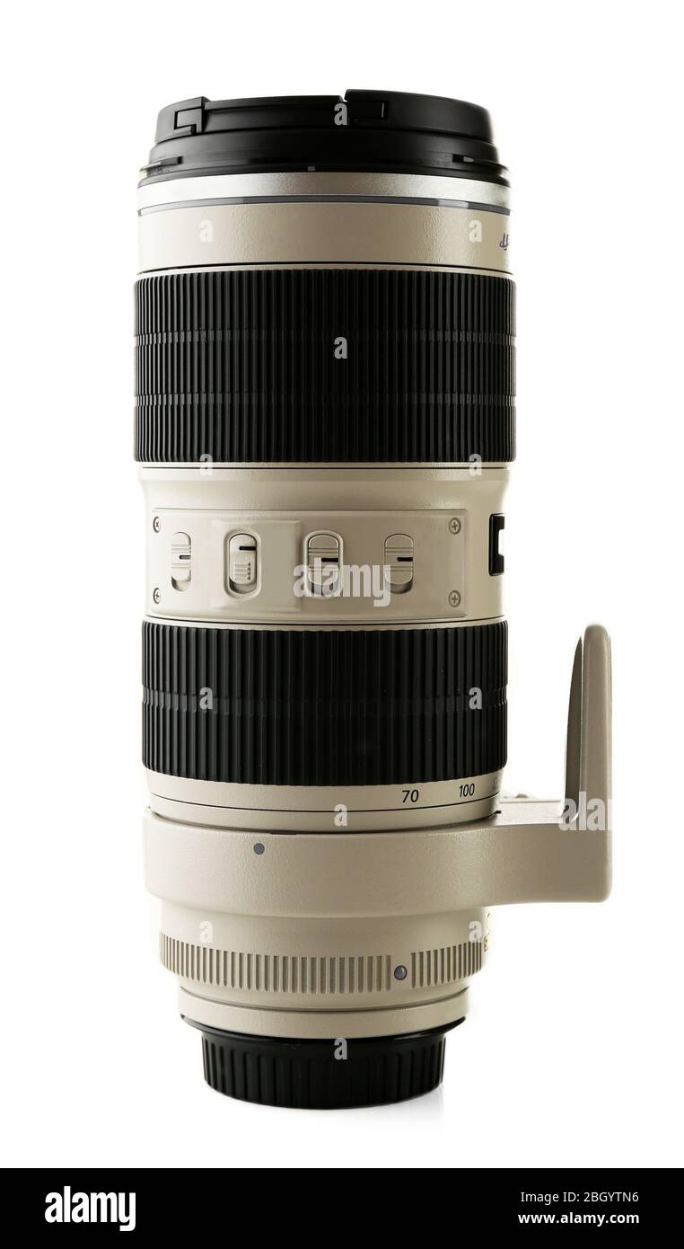 Camera lens isolated on white Stock Photo - Alamy