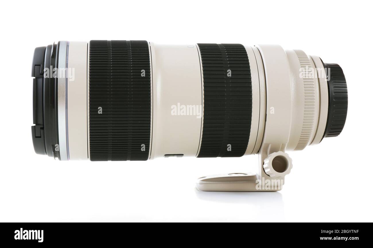 Camera lens isolated on white Stock Photo - Alamy