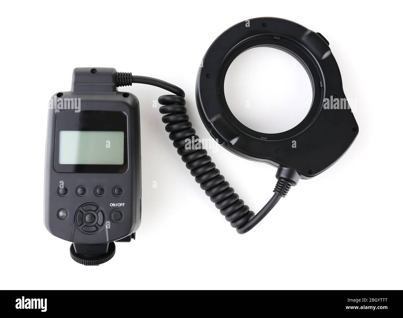 Ring flash of camera isolated on white Stock Photo - Alamy