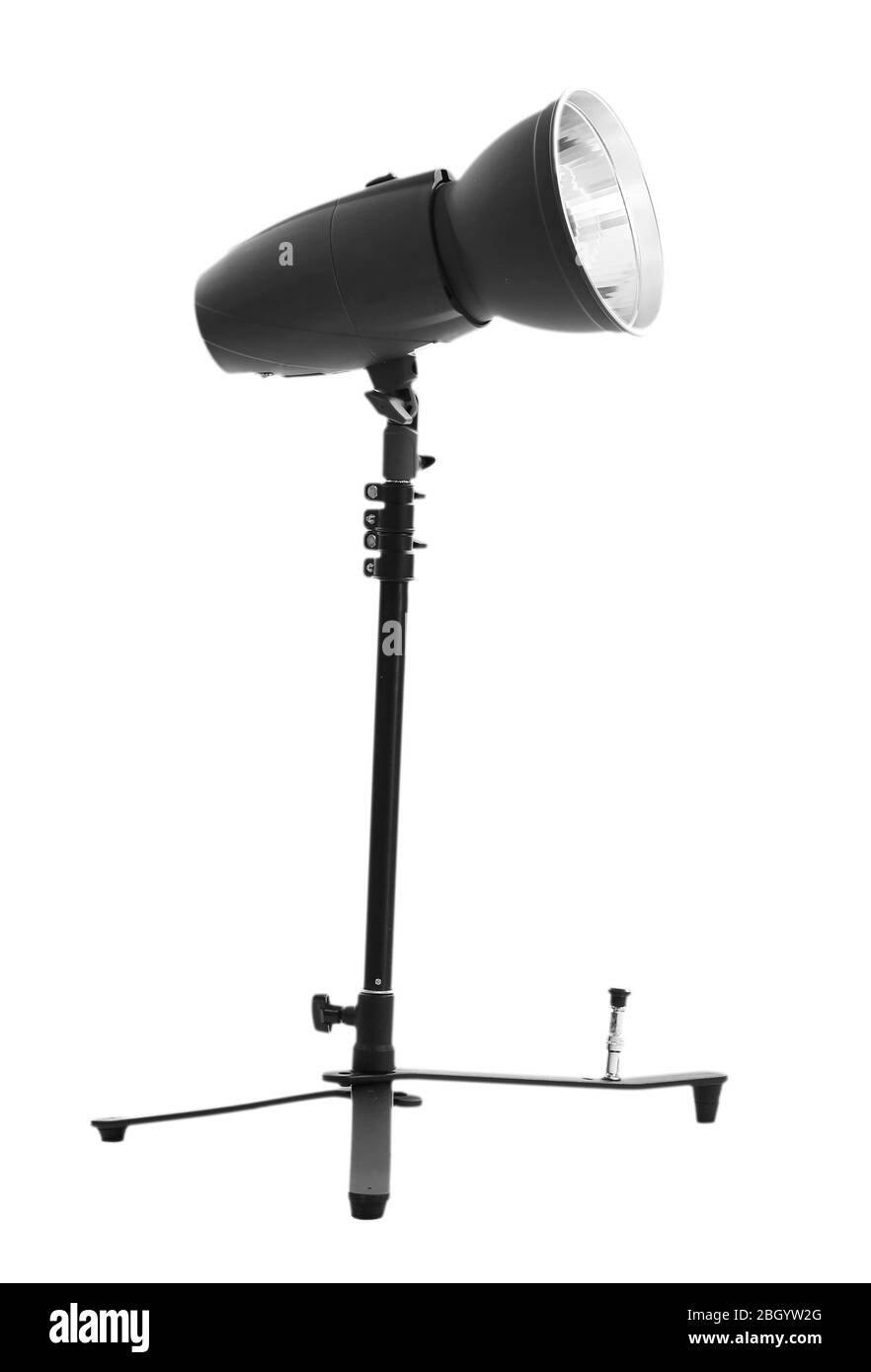 Camera lightning with reflector isolated on white Stock Photo - Alamy