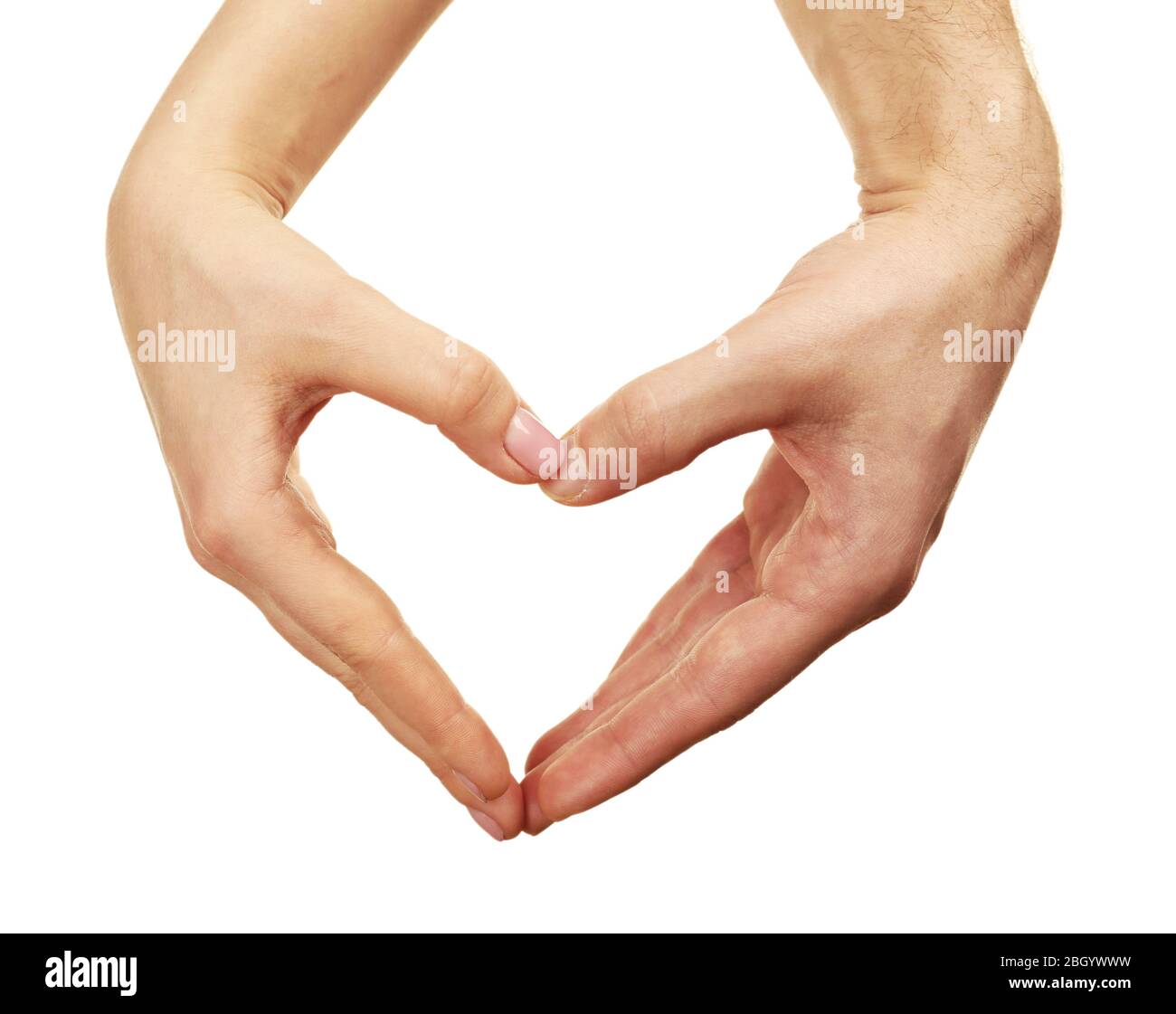Heart shaped by male and female hands isolated on white Stock Photo - Alamy