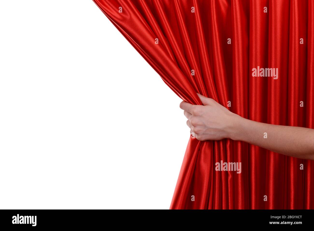 Red Curtain on white background Stock Photo - Alamy