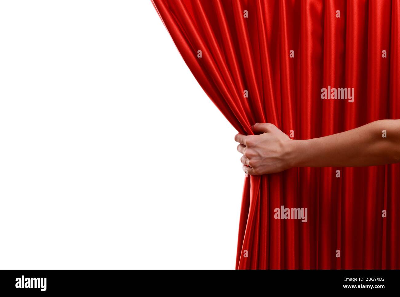 Red Curtain on white background Stock Photo - Alamy