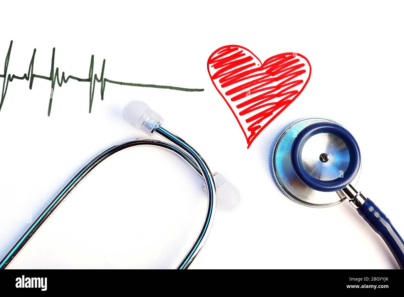 Stethoscope with heart close-up Stock Photo - Alamy