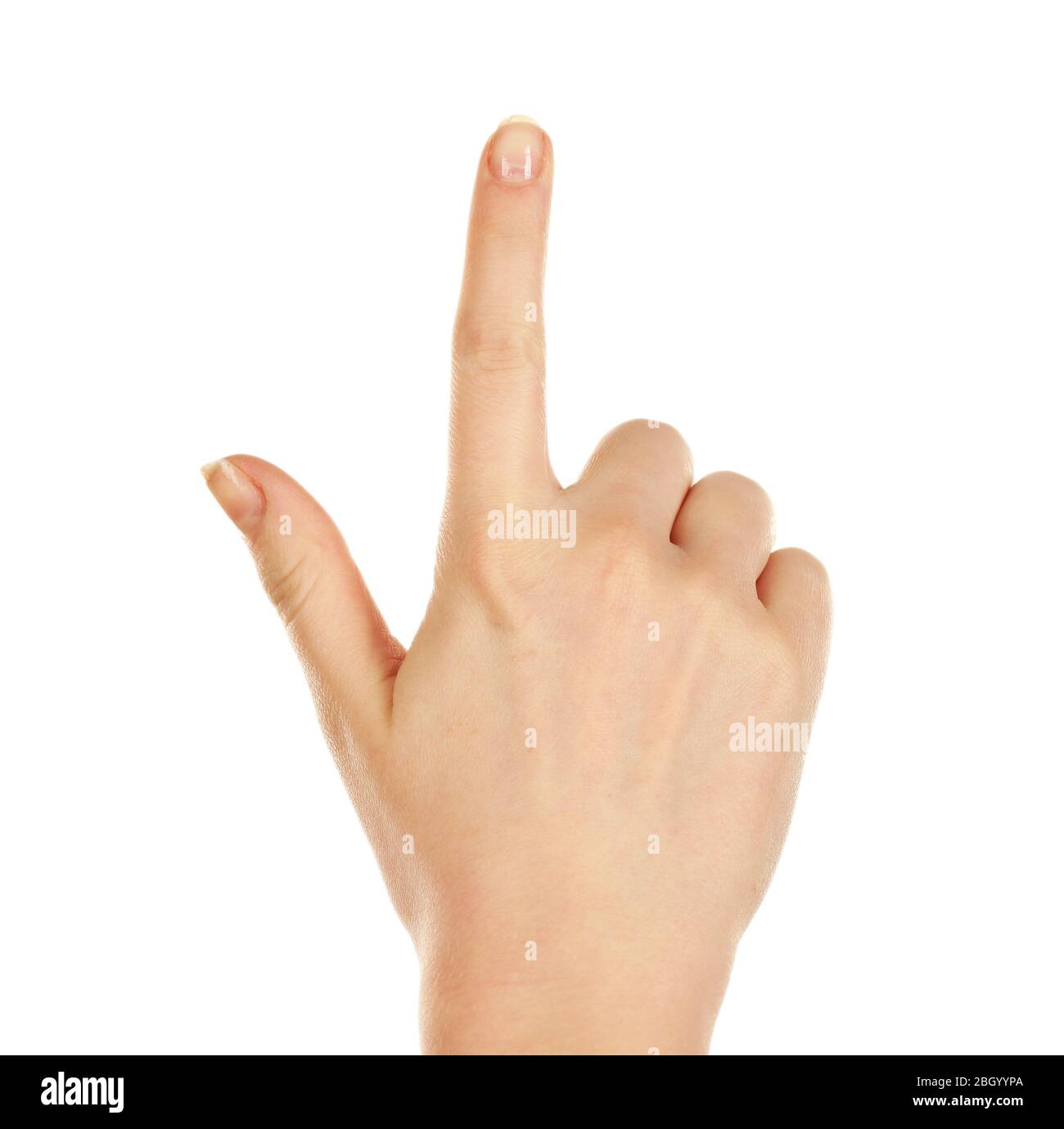 Female hand gesture isolated on white Stock Photo - Alamy