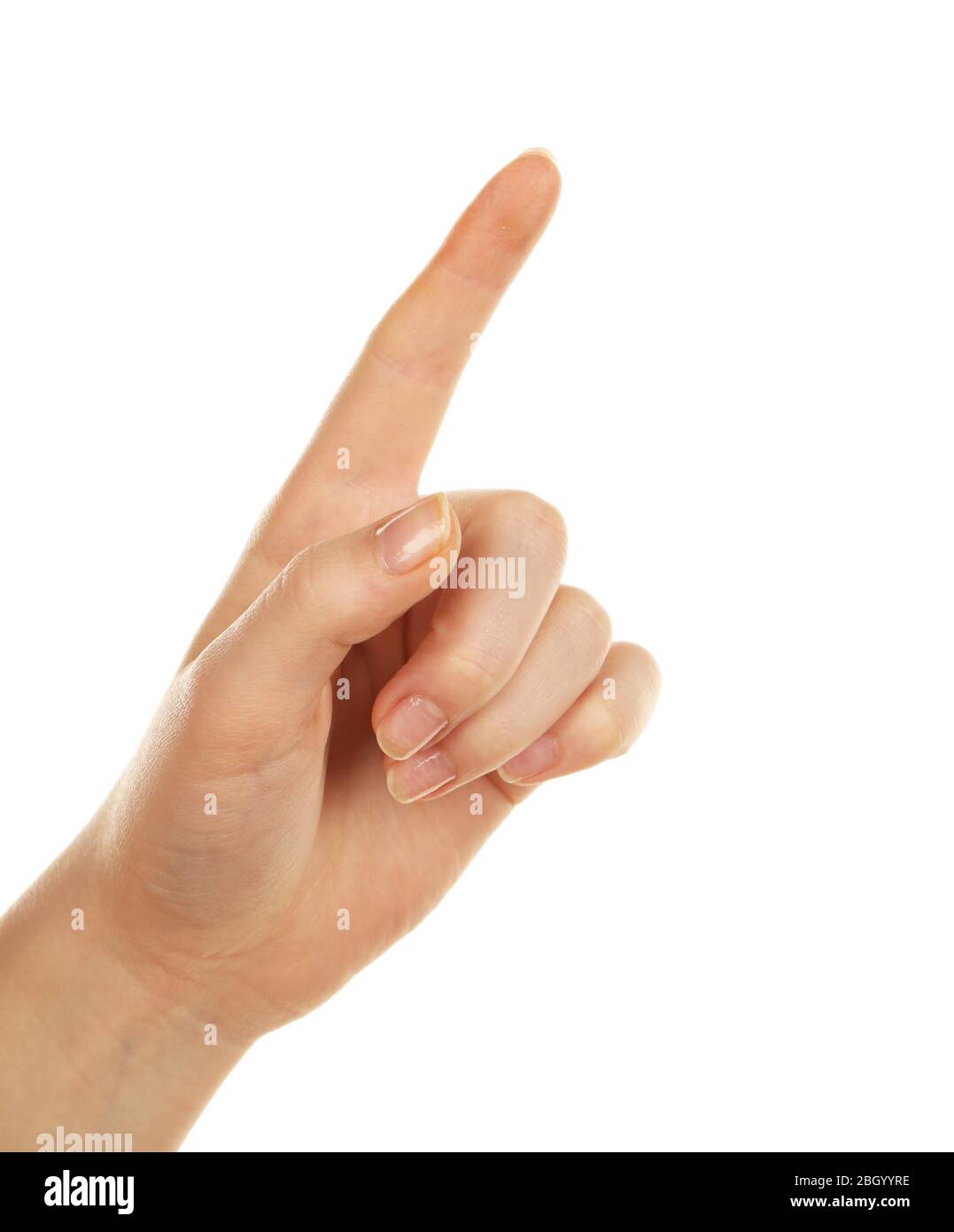 Female hand gesture isolated on white Stock Photo - Alamy