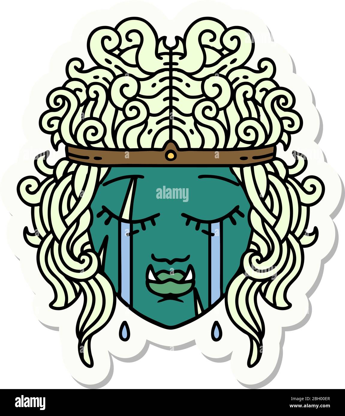 sticker of a sad orc barbarian character face Stock Vector Image & Art ...