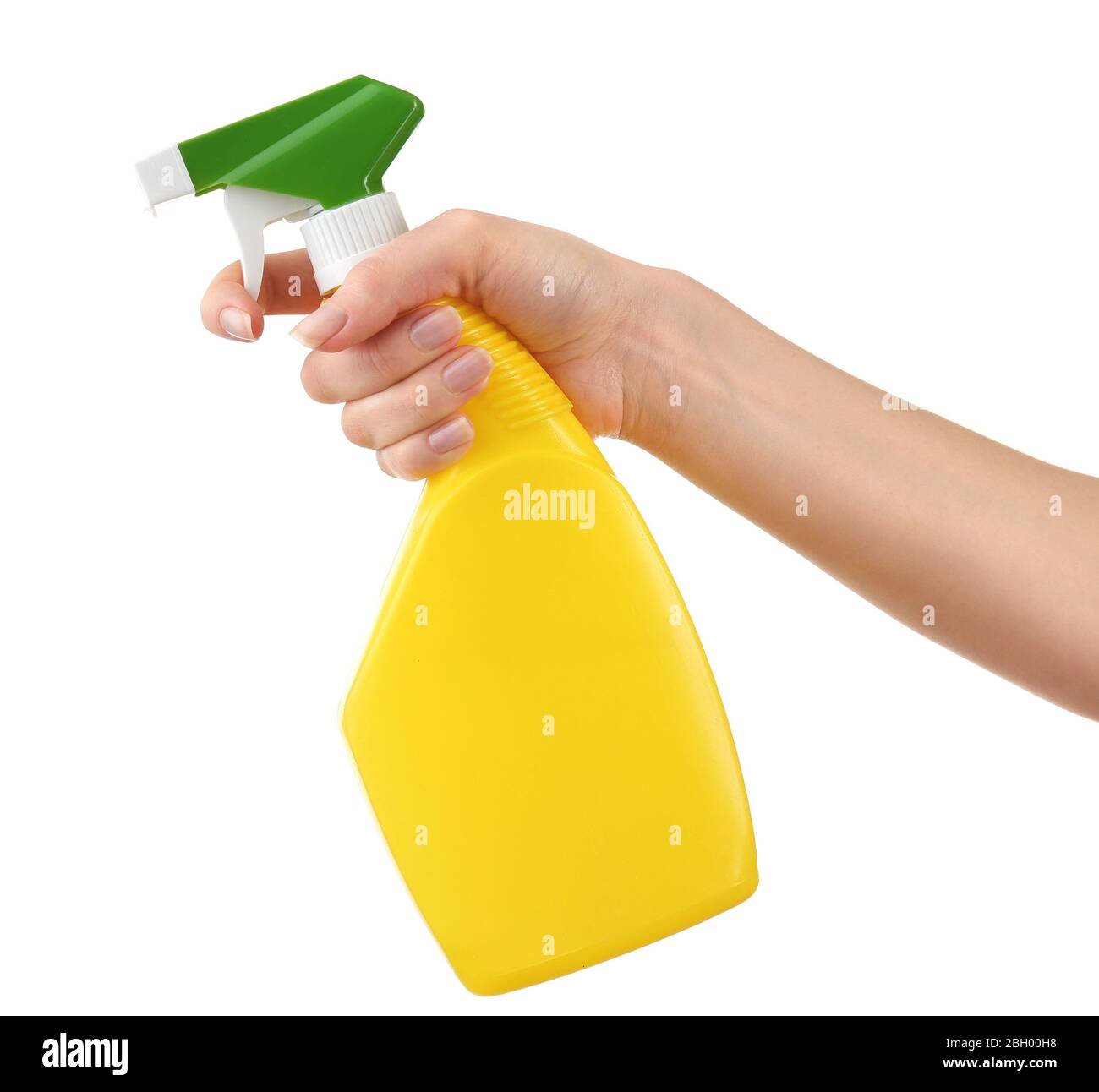 Female hand with sprayer isolated on white Stock Photo - Alamy