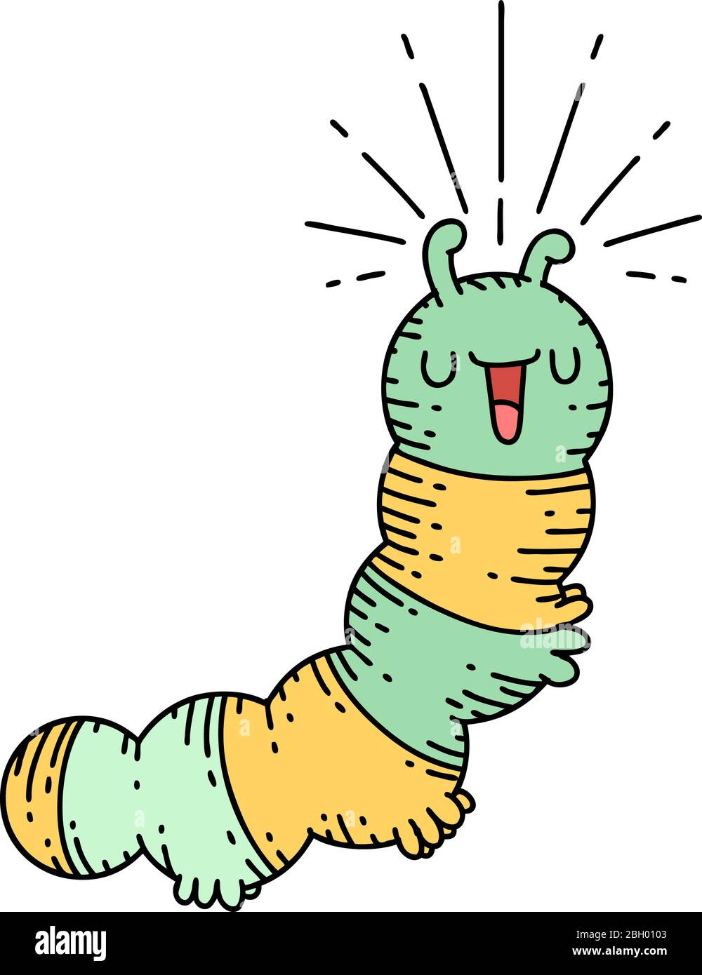 illustration of a traditional tattoo style happy caterpillar Stock ...