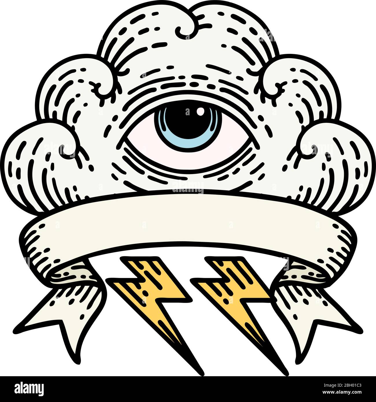 traditional tattoo with banner of an all seeing eye cloud Stock Vector ...