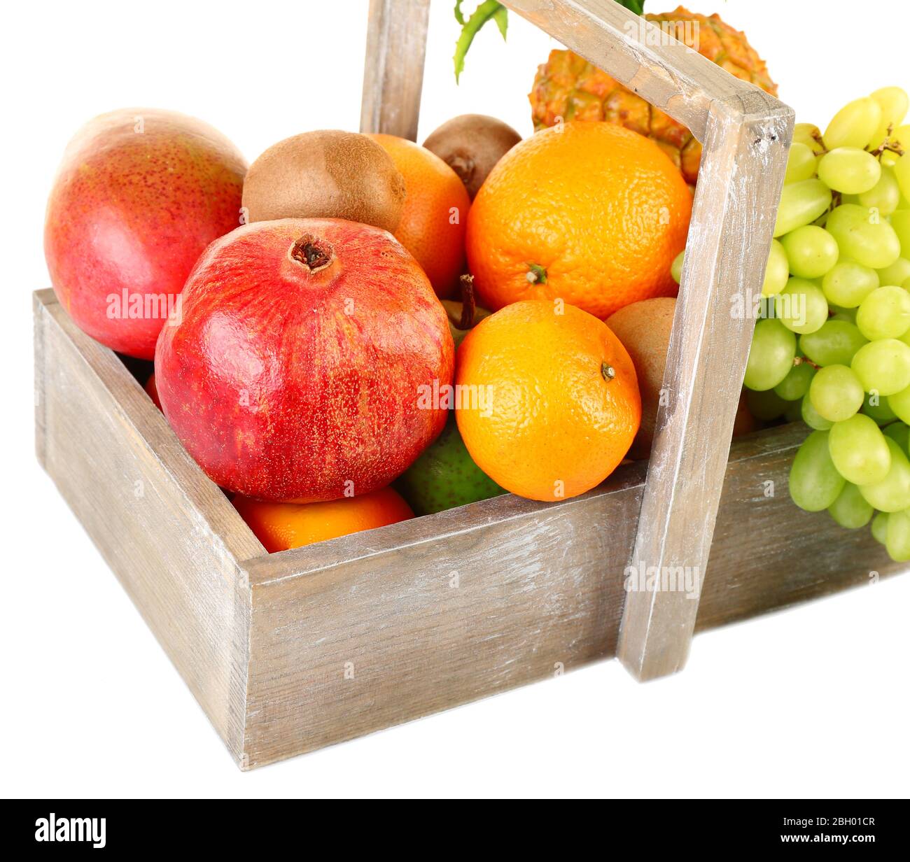Assortment of fruits in box isolated on white Stock Photo - Alamy