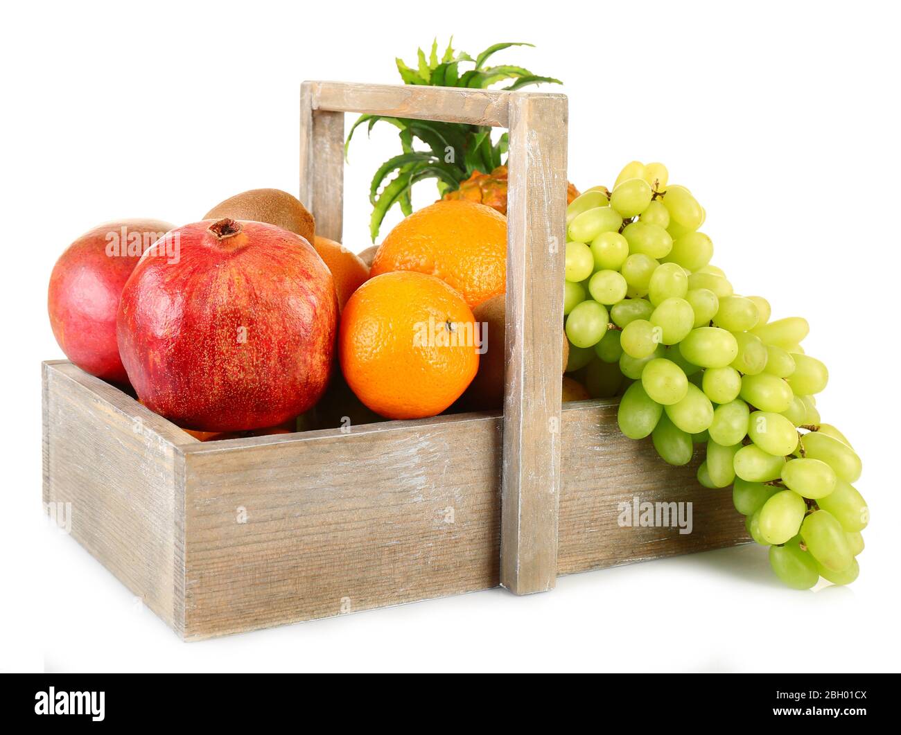 Assortment of fruits in box isolated on white Stock Photo - Alamy