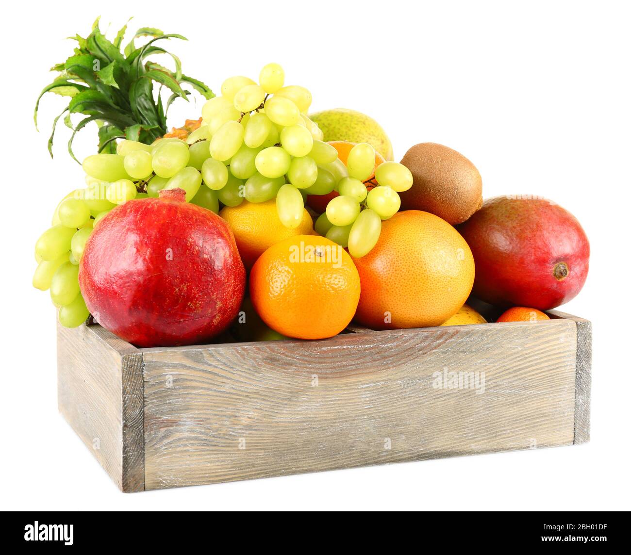 Assortment of fruits in box isolated on white Stock Photo - Alamy