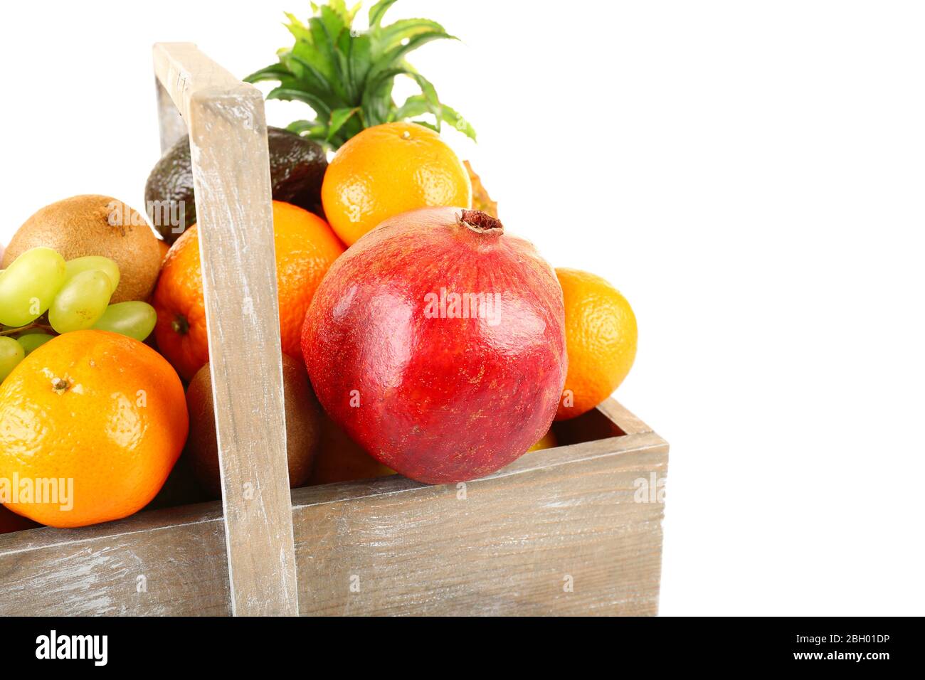 Assortment of fruits in box isolated on white Stock Photo - Alamy