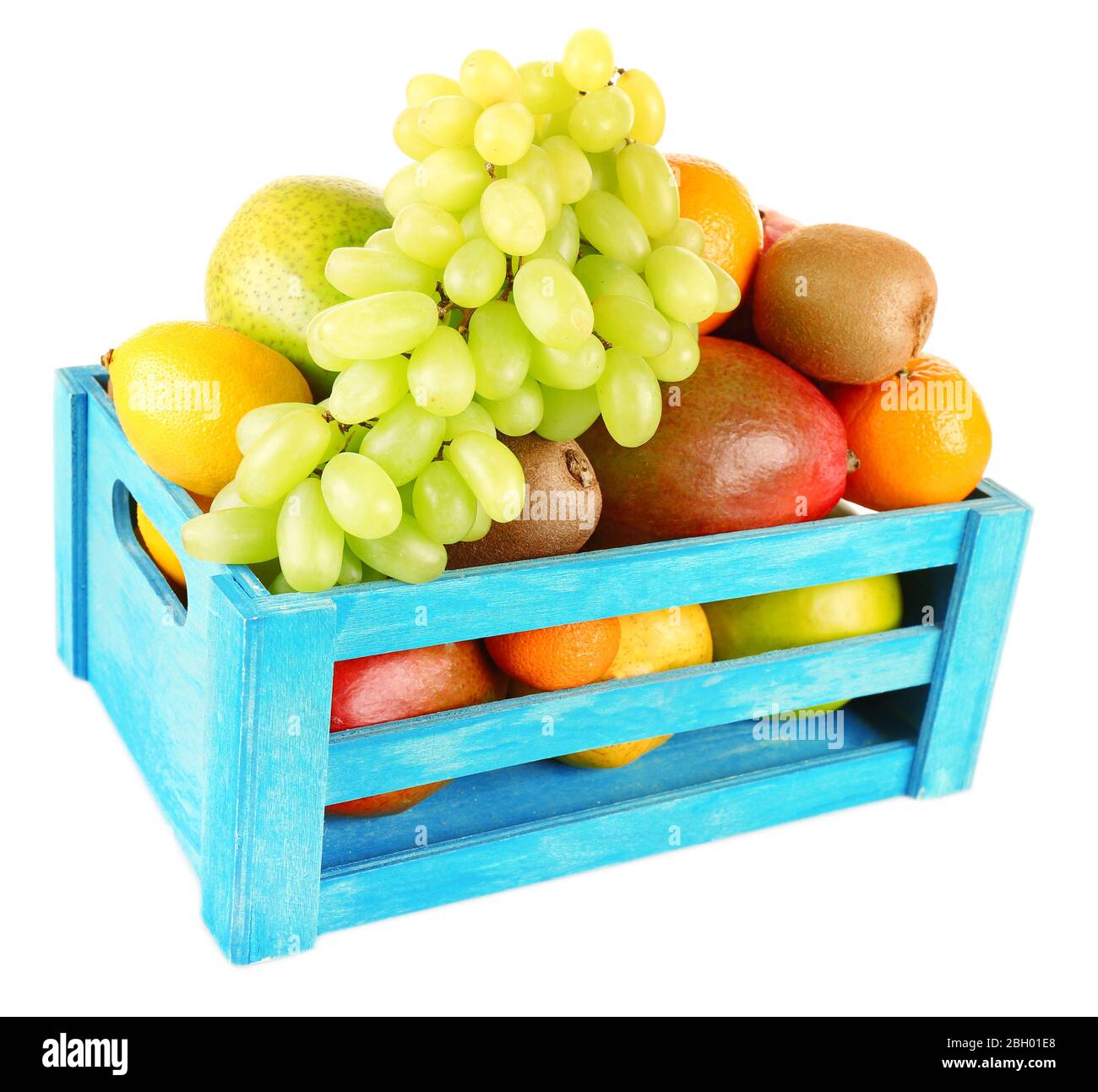 Assortment of fruits in box isolated on white Stock Photo - Alamy