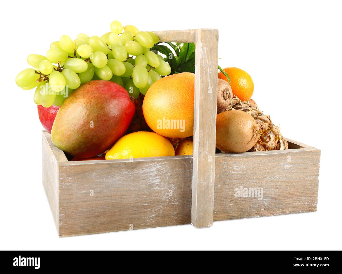 Assortment of fruits in box isolated on white Stock Photo - Alamy