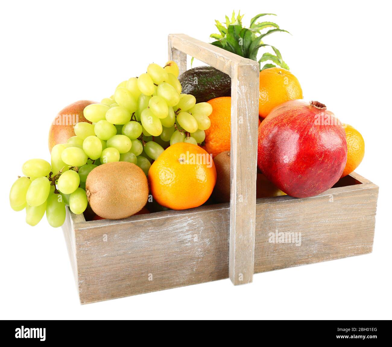 Assortment of fruits in box isolated on white Stock Photo - Alamy