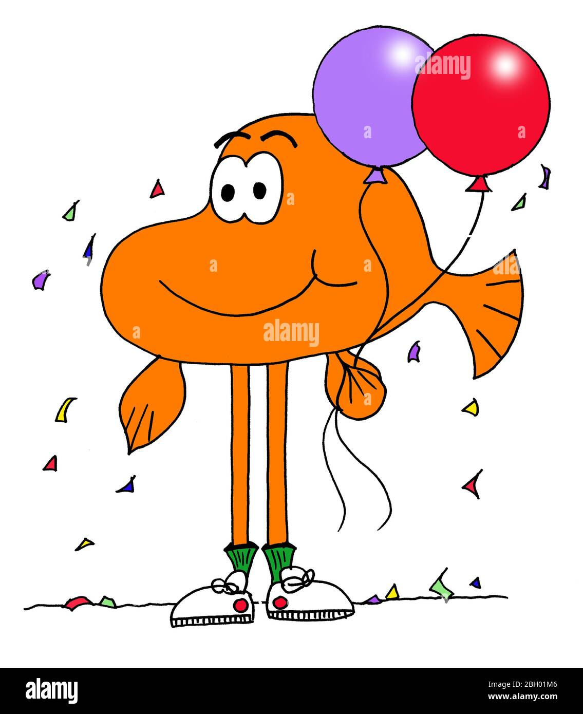 cartoon fish with two balloons., illustrations Stock Photo - Alamy