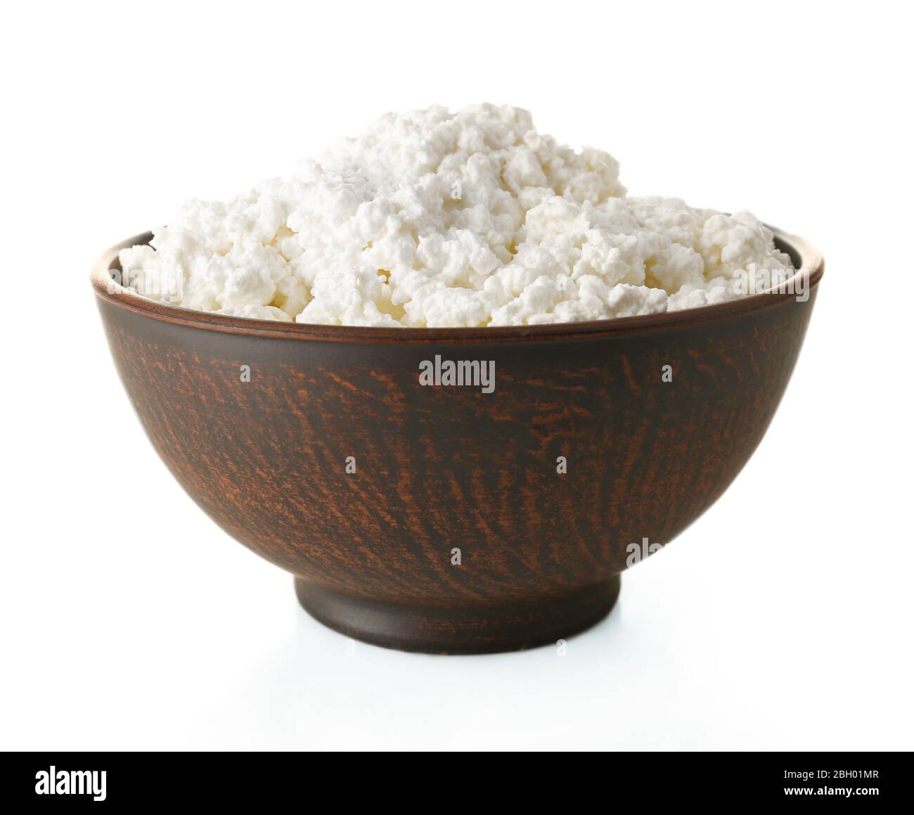 Cottage cheese in clay bowl isolated on white Stock Photo - Alamy