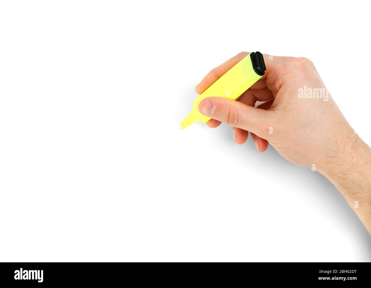 Male handwriting yellow marker hi-res stock photography and images - Alamy