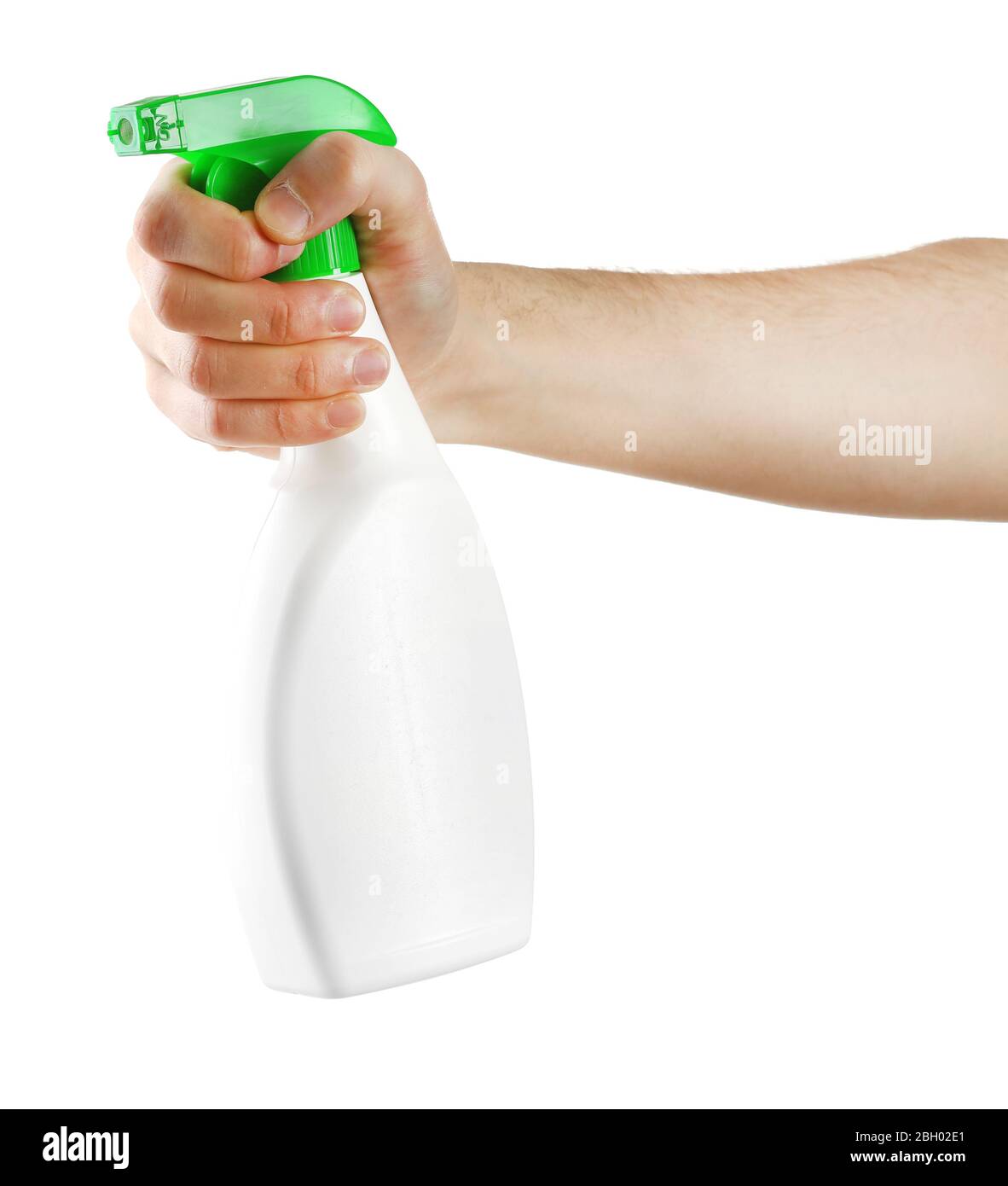 Male hand with sprayer isolated on white background Stock Photo - Alamy