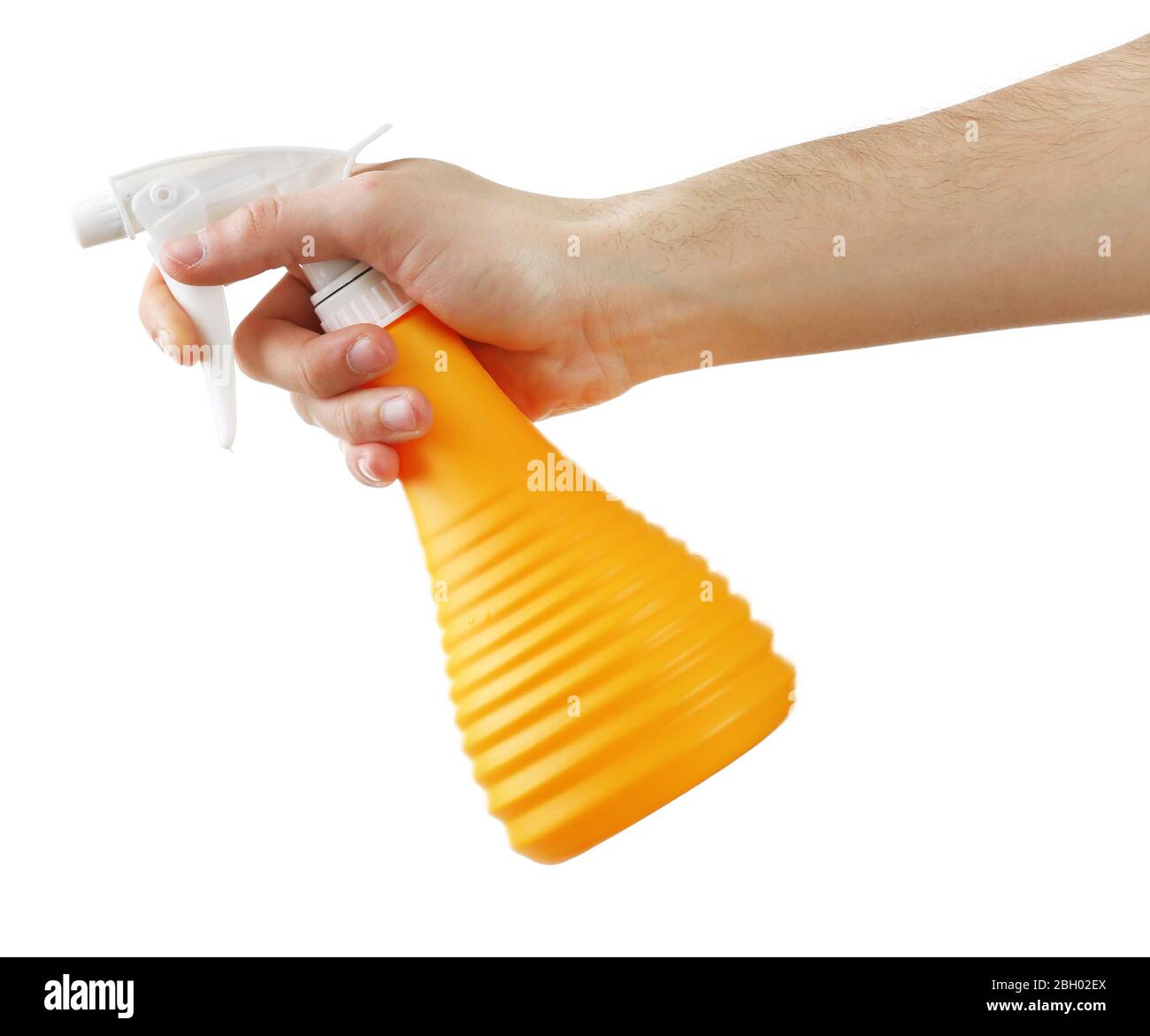 Male hand with sprayer isolated on white background Stock Photo - Alamy