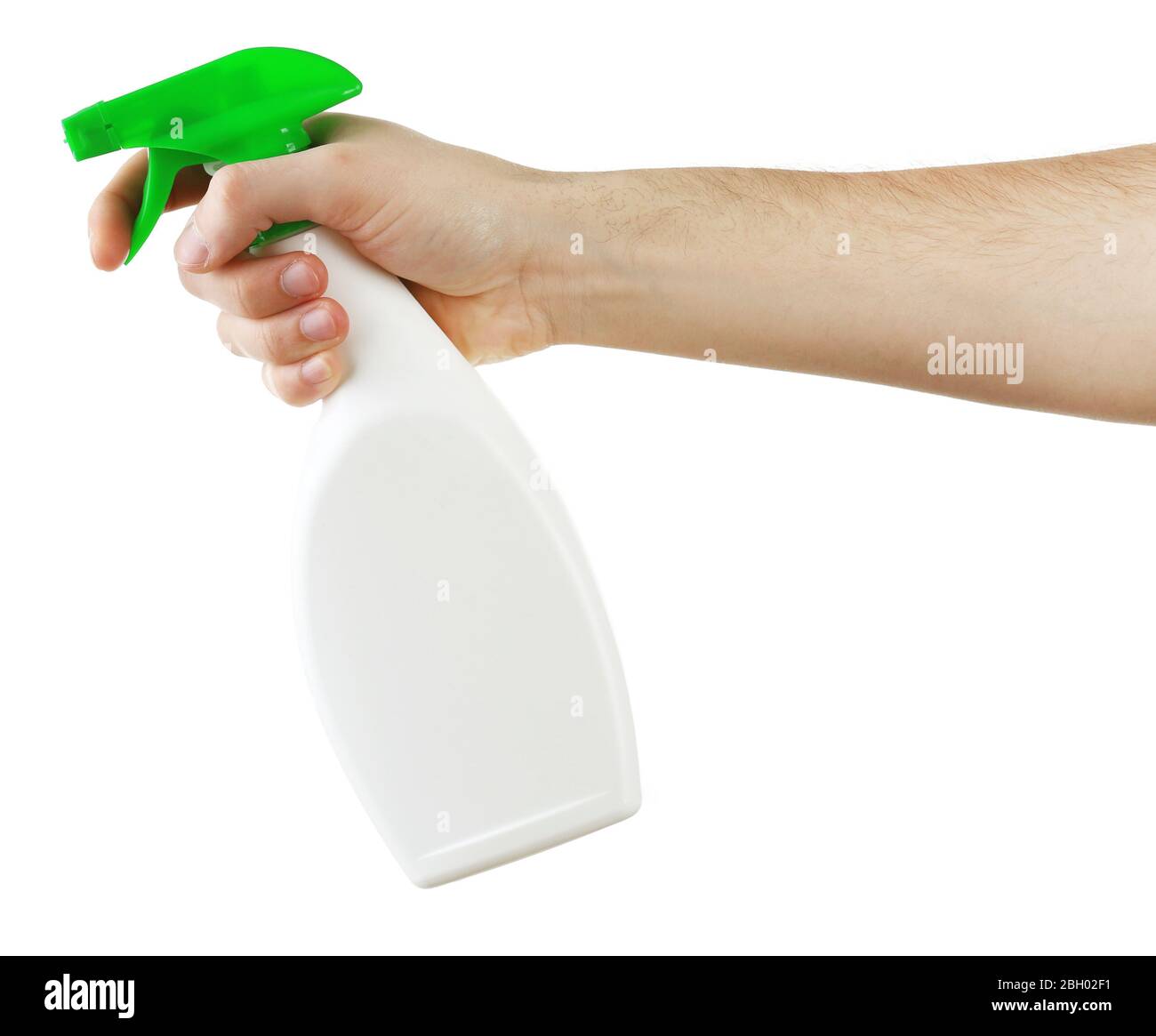 Male hand with sprayer isolated on white background Stock Photo - Alamy
