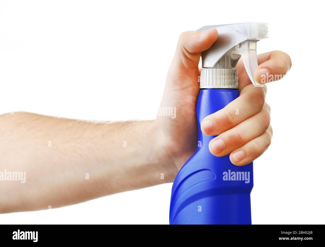 Male hand with sprayer isolated on white background Stock Photo - Alamy
