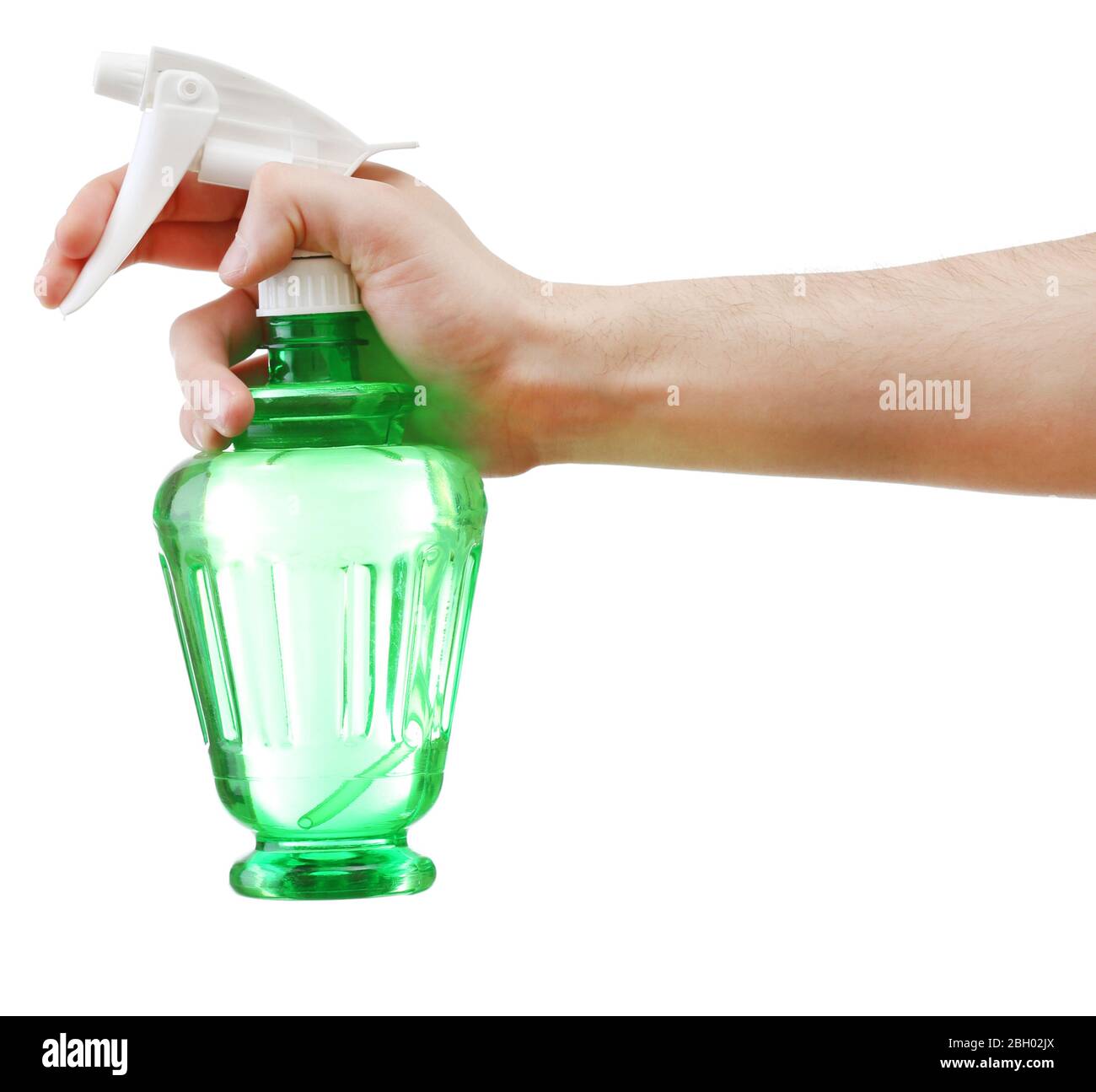 Male hand with sprayer isolated on white background Stock Photo - Alamy