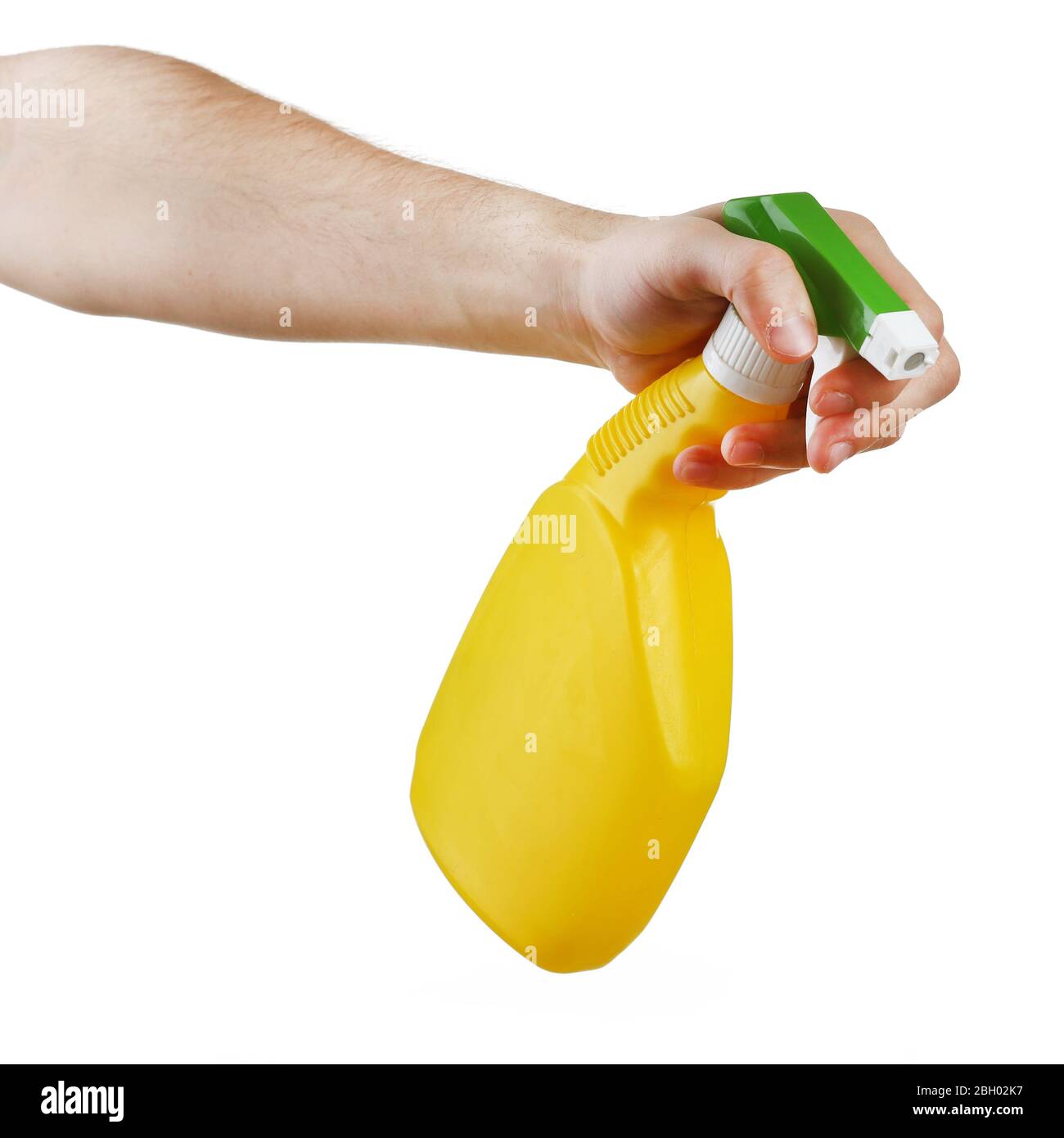 Male hand with sprayer isolated on white background Stock Photo - Alamy