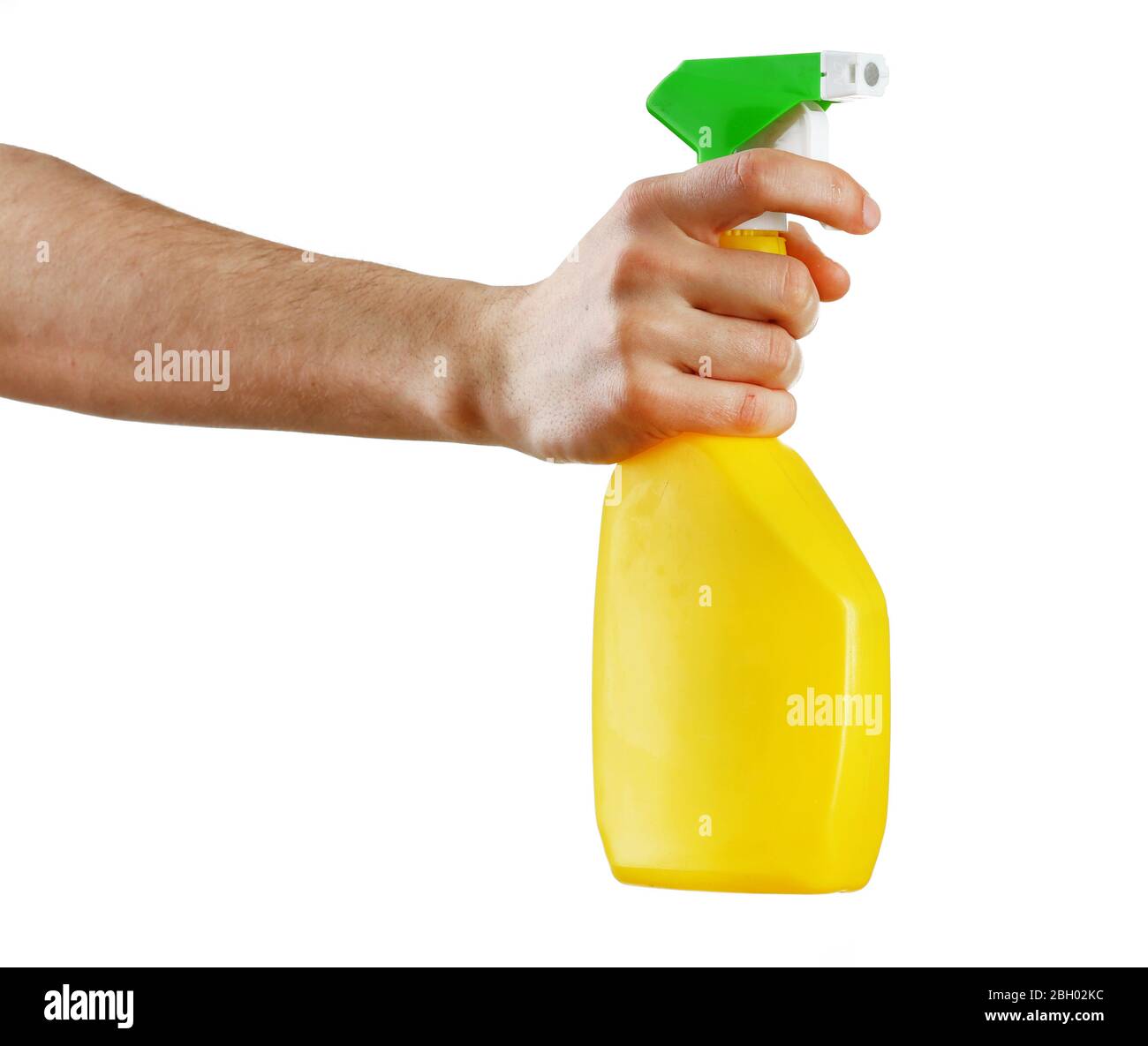 Male hand with sprayer isolated on white background Stock Photo - Alamy