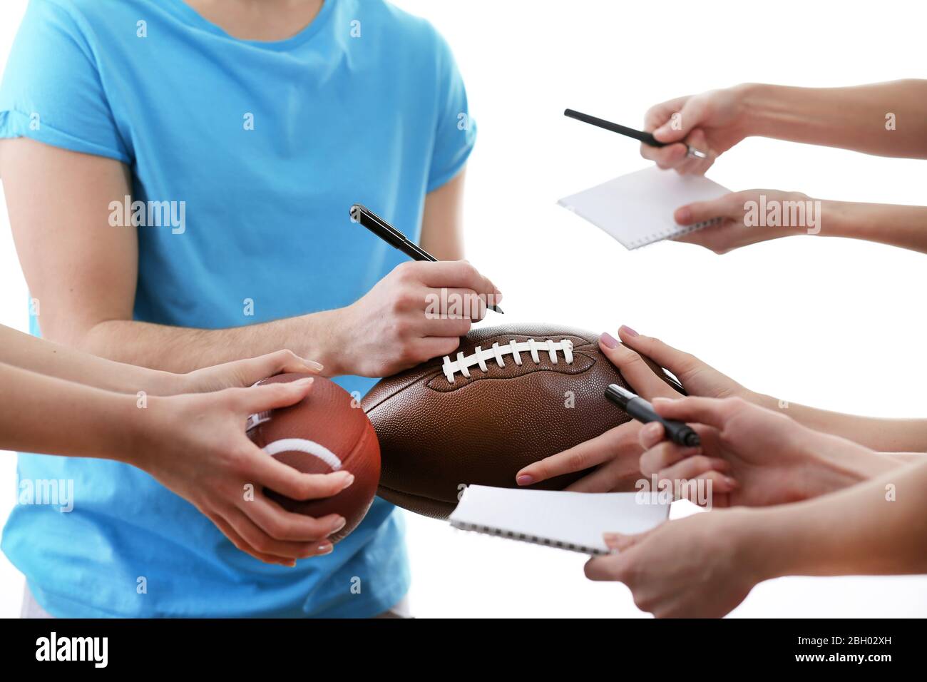Autographs by American football star isolated on white background Stock ...