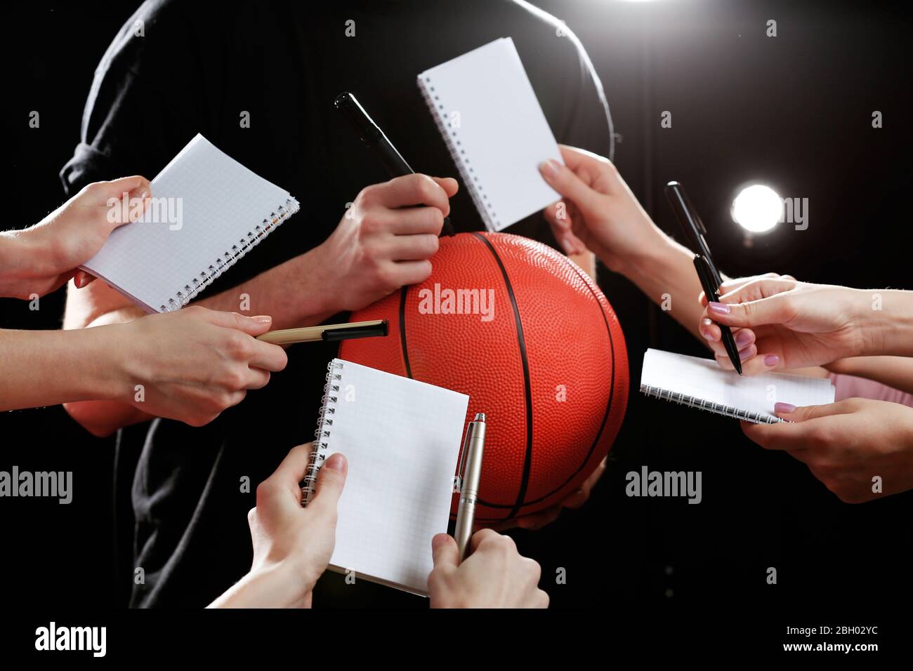 Autographs by basketball star on black and lights background Stock ...
