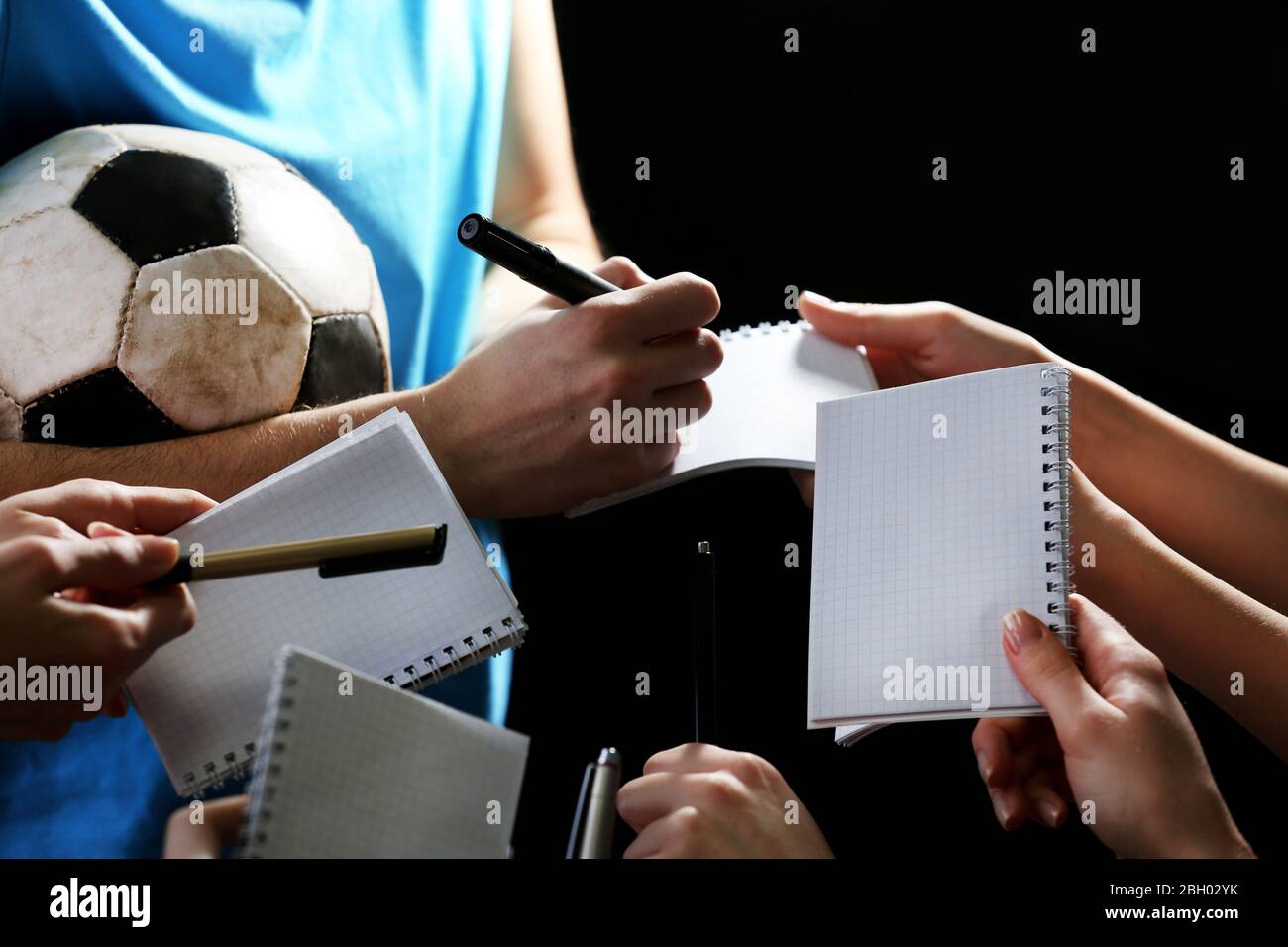 Autographs by football star on black and lights background Stock Photo ...