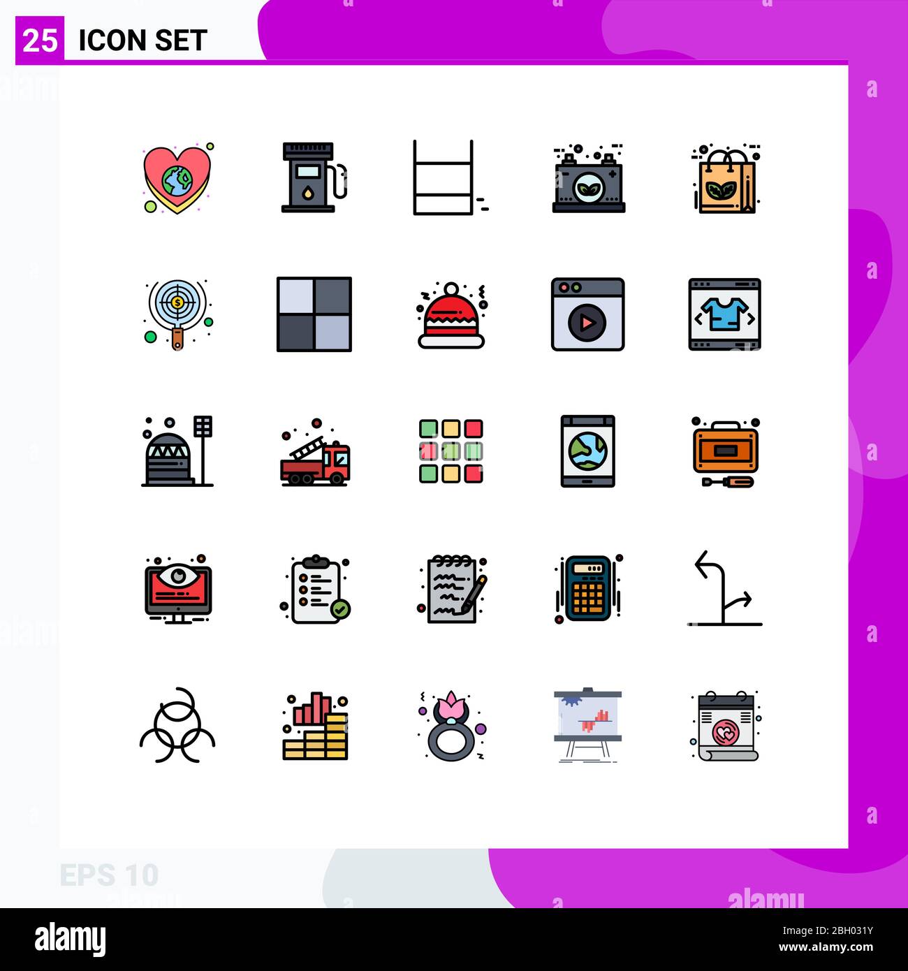 Set of 25 Modern UI Icons Symbols Signs for bag, power, game, energy ...