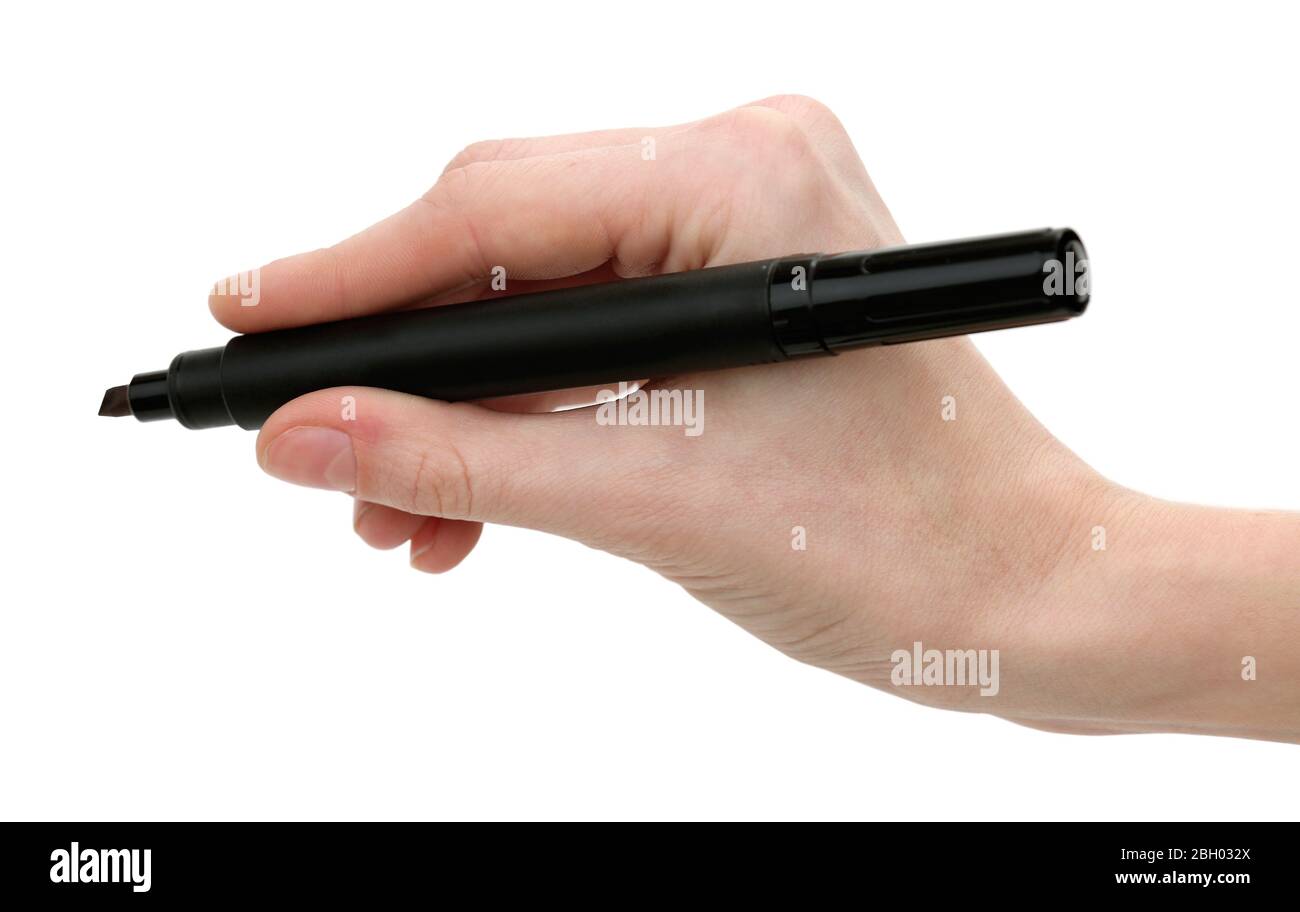 Hand holding black marker Cut Out Stock Images & Pictures - Alamy