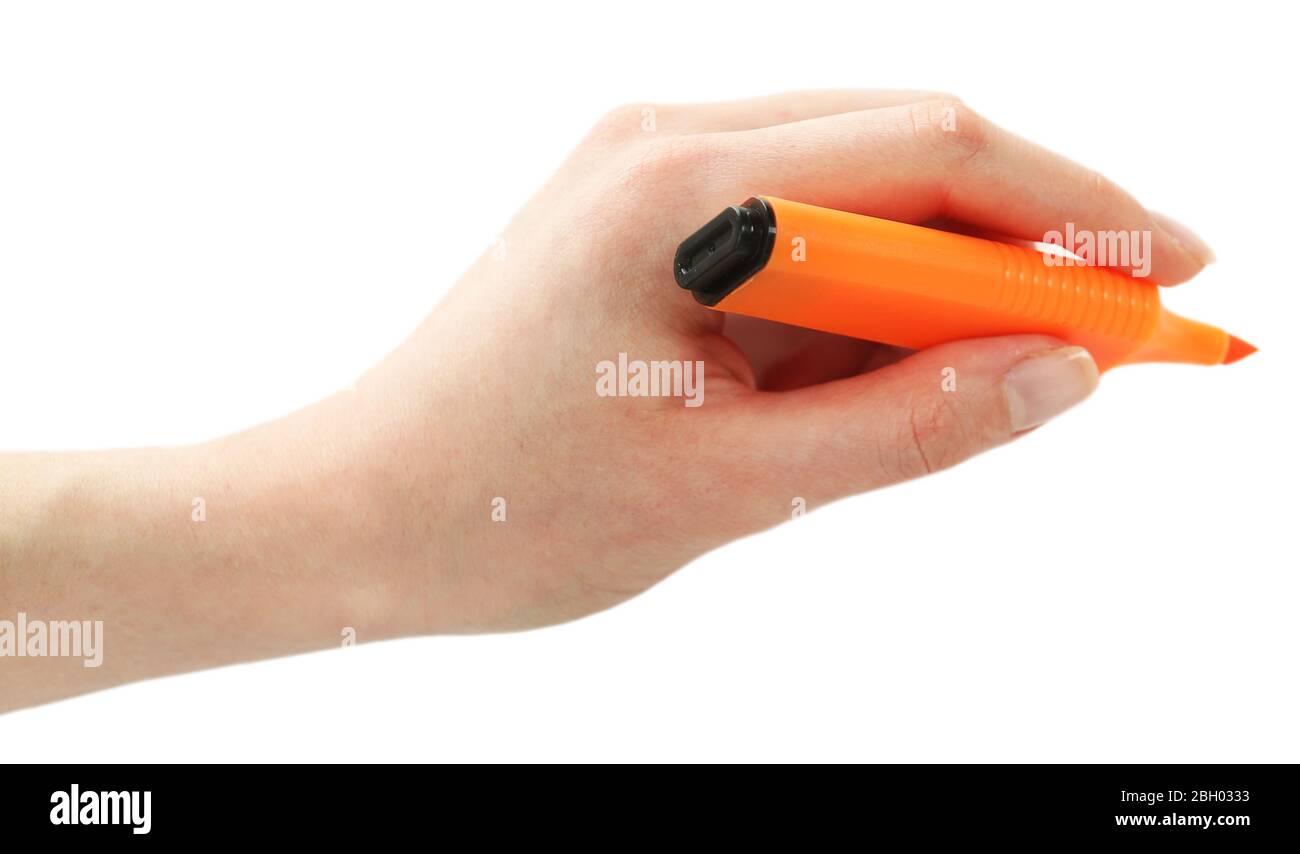 Male hand with colorful marker isolated on white Stock Photo - Alamy